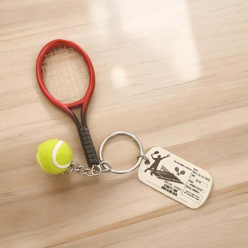 Tennis Keychain Engraved - Etsy UK