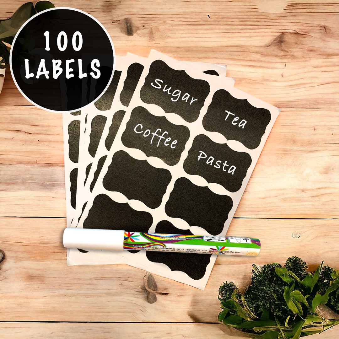 100pcs Vinyl Chalk Board Stickers Reusable Labels Ornate Rectangle ...