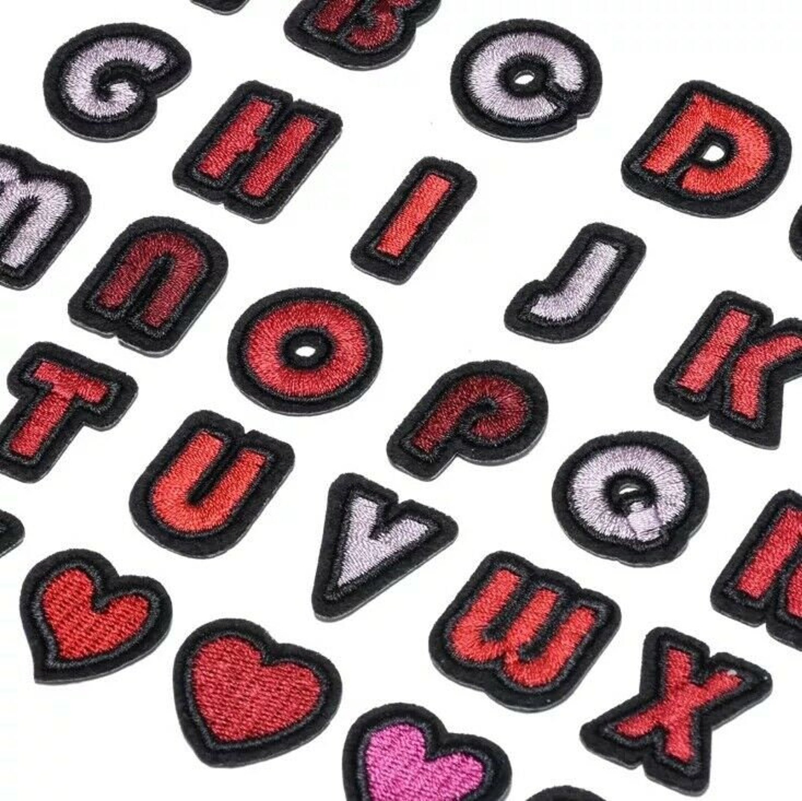 Red Colour Letter Patch Patches Iron on / Sew on Alphabet Embroidery ...