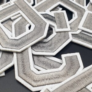 LARGE Grey Letter / Number Patch Patches 9.8cm Iron on / Sew on ...