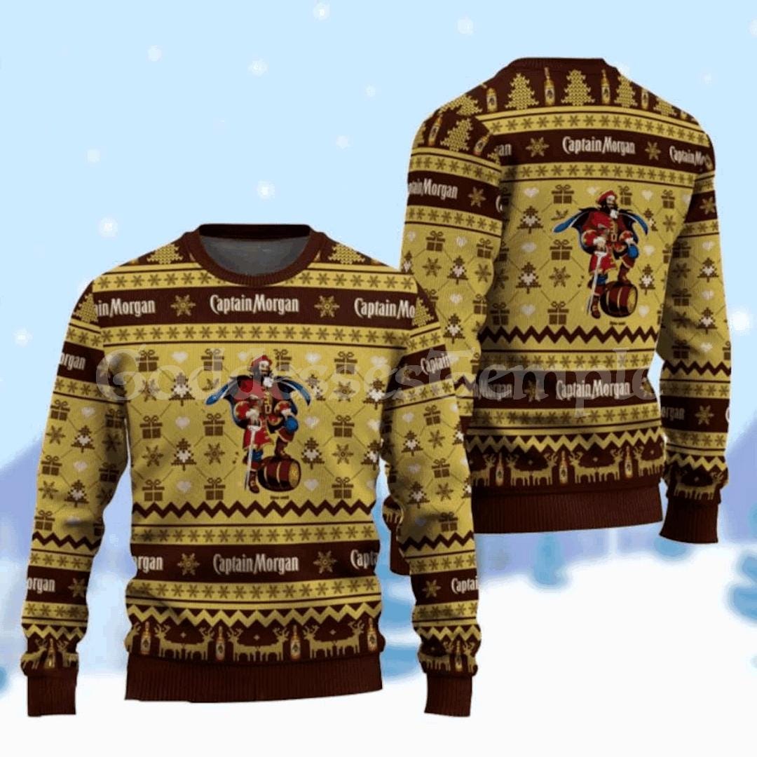 Captain Morgan Lover Christmas Sweater, Beer Holiday Sweater, Morgan ...