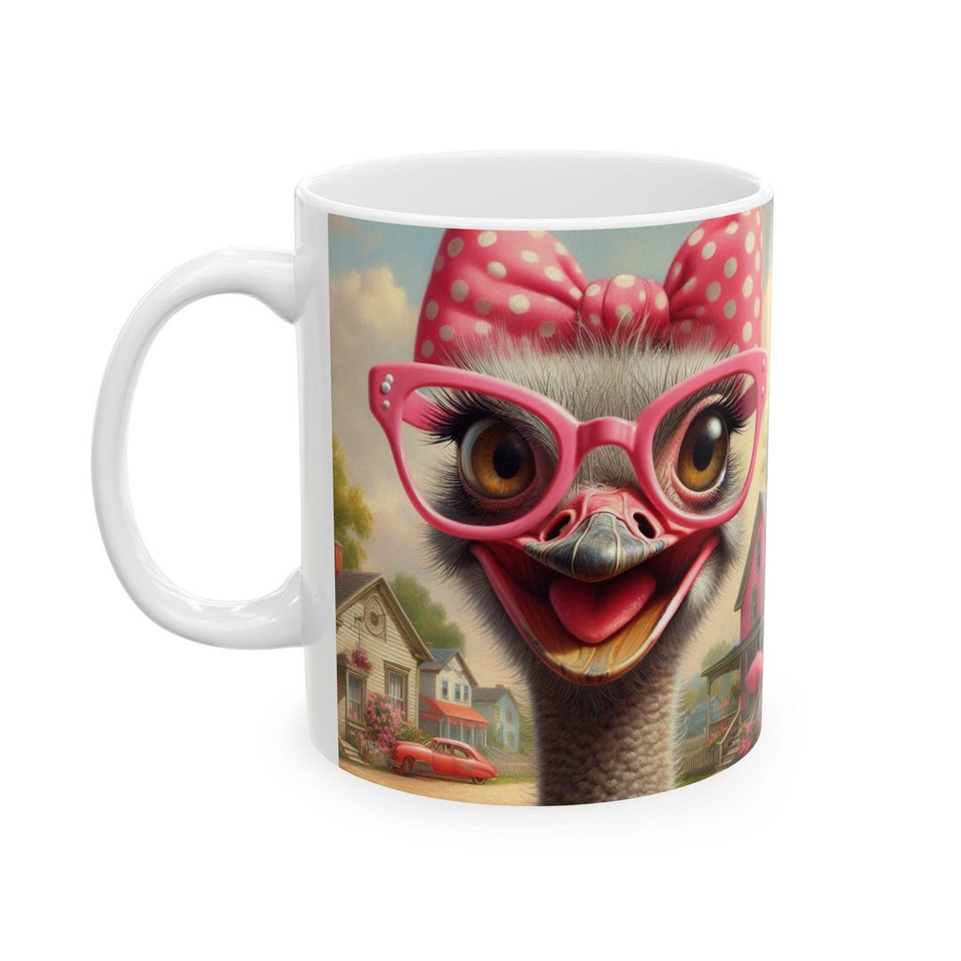 Quirky Ostrich Ceramic Mug Cute Animal Coffee Cup, Funny Bird Tea Mug ...