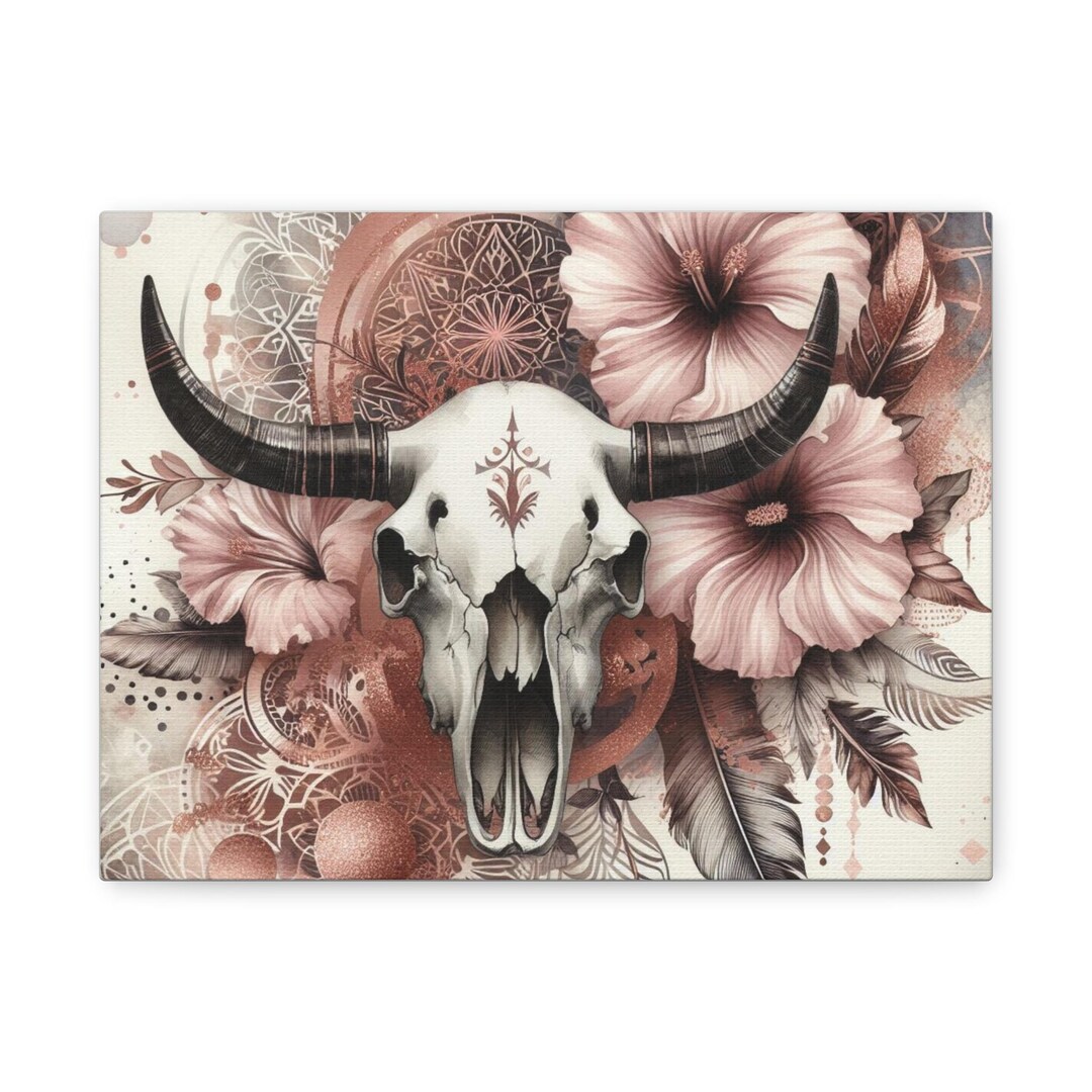 Stylish Western Cow Skull Wall Art, Boho Decor, Rustic Home Decoration ...