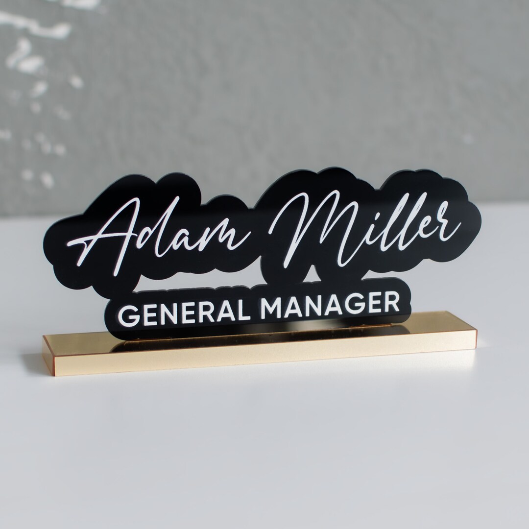 Custom Cursive Name Plate Acrylic, Personalized Office Name Plate for ...