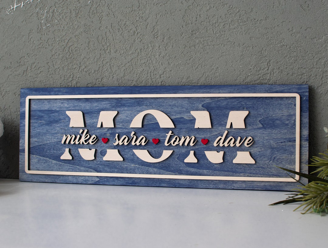 Personalized Mom Sign With Kids Names, Custom Gift for Mom, 3D Mom Sign ...