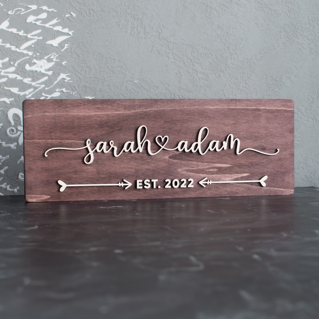 Custom Couple Name Sign – Wedding Gift for Couple – Personalized Wooden ...