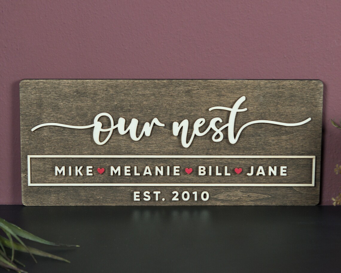 Our Nest Sign Family Established Sign Wood Entry Way Sign - Etsy