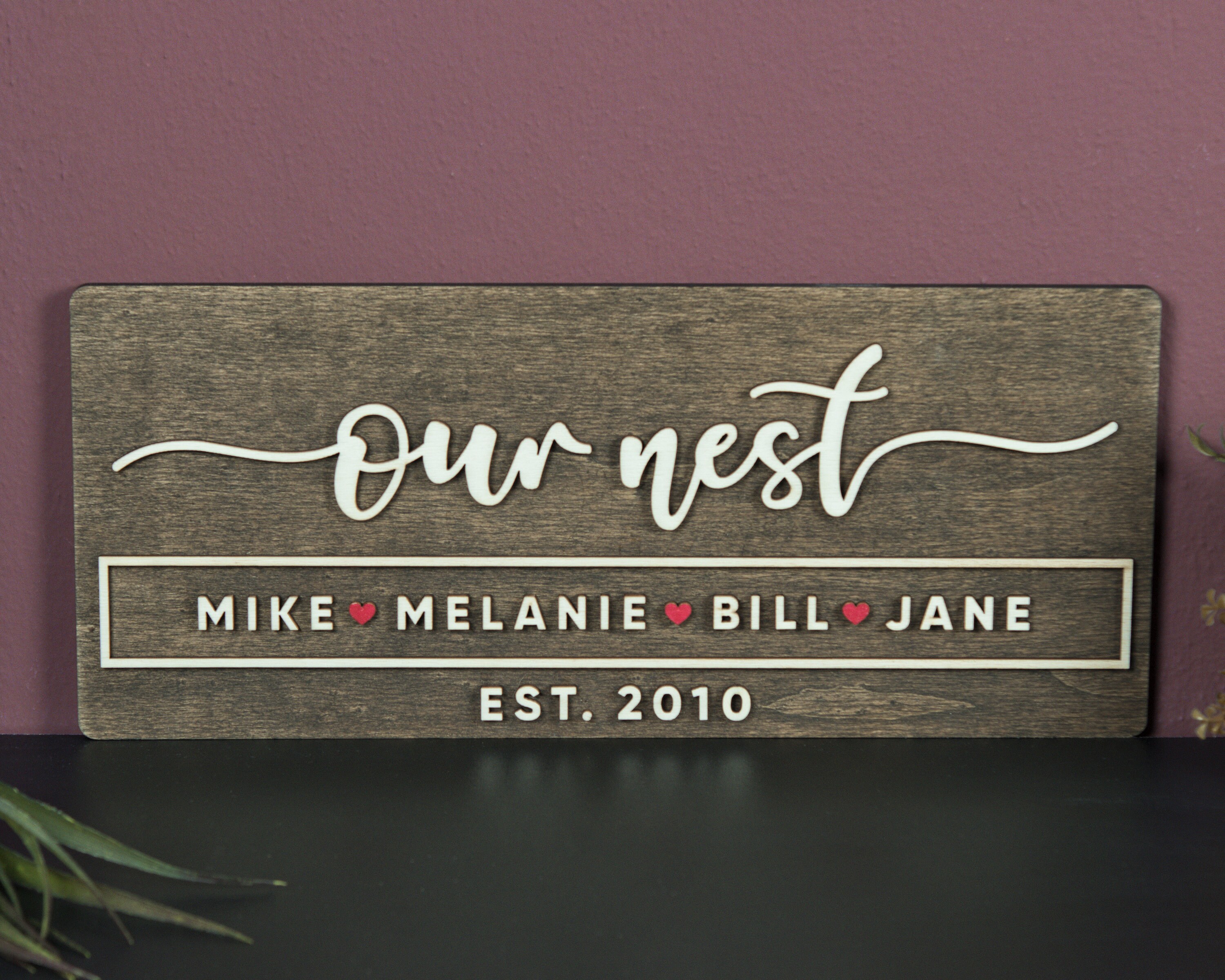 Our Nest Sign Family Established Sign Wood Entry Way Sign - Etsy