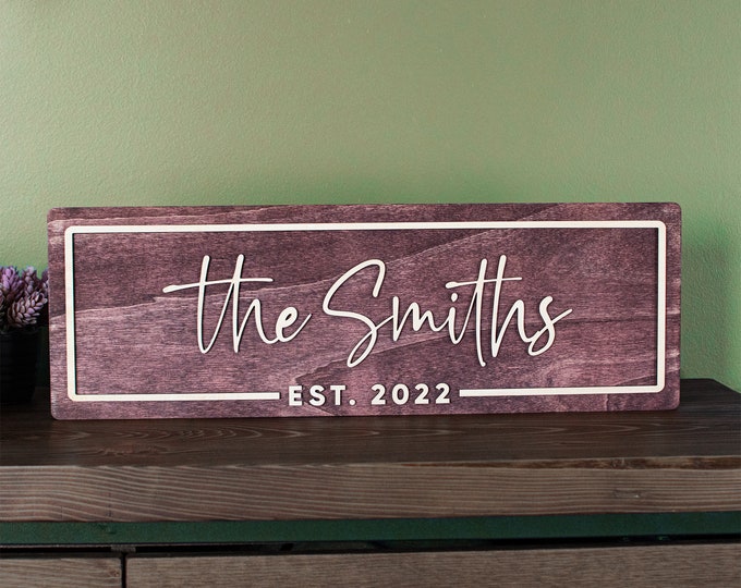 Custom Last Name Sign Wood Family Name Sign Wooden Farmhouse Decor for ...