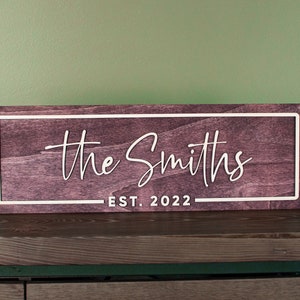 Established Sign, Wedding Signs, Wood Signs, Custom Family Name Sign ...