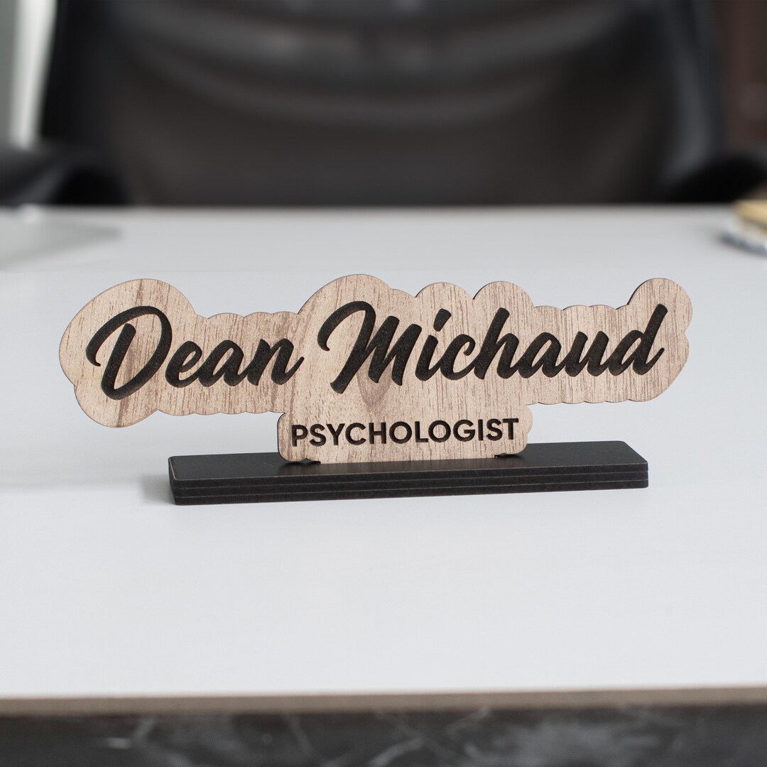 Gift for Psychologist Custom Wooden Name Plate Therapist Gift Name Tag ...