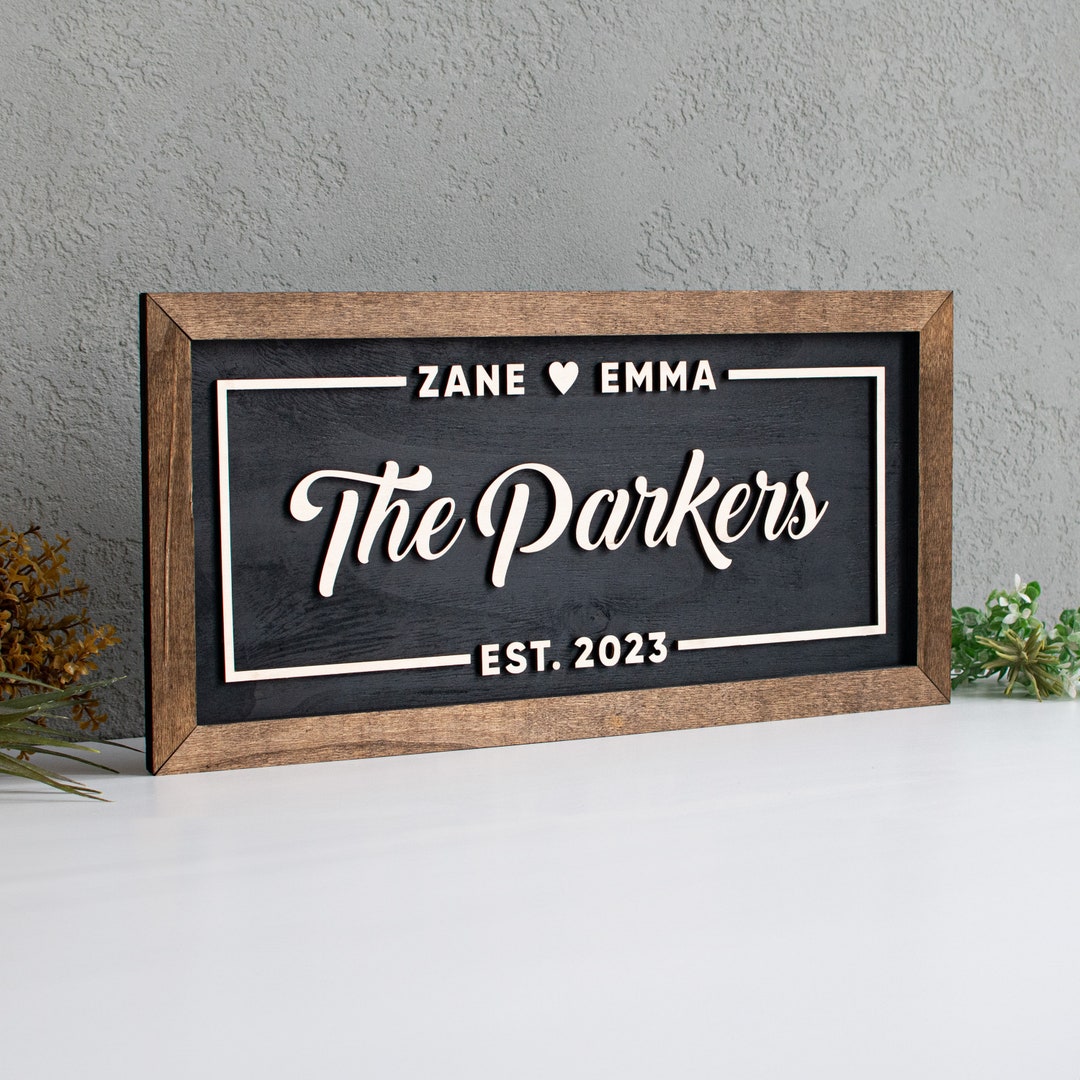 Modern Farmhouse Family Name Sign - Framed Last Name Sign With ...