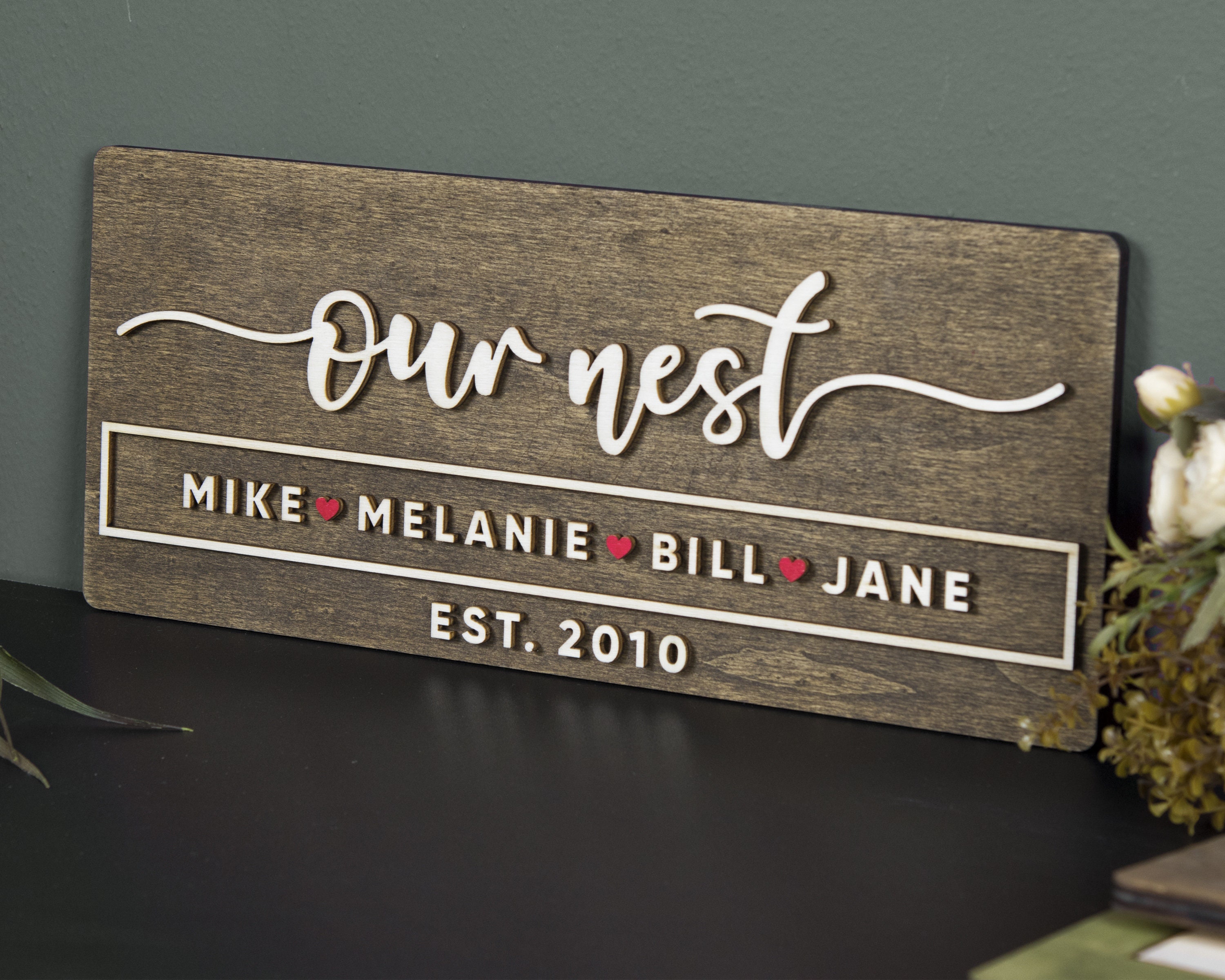Our Nest Sign Family Established Sign Wood Entry Way Sign - Etsy
