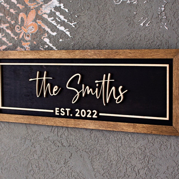 Rustic Last Name Home Sign - Etsy