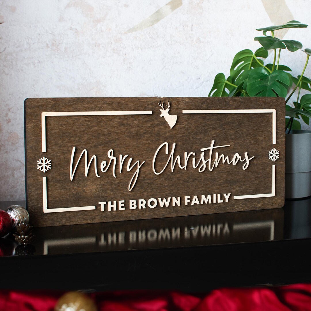 Merry Christmas Sign, Christmas Sign, Christmas Family Name Sign ...