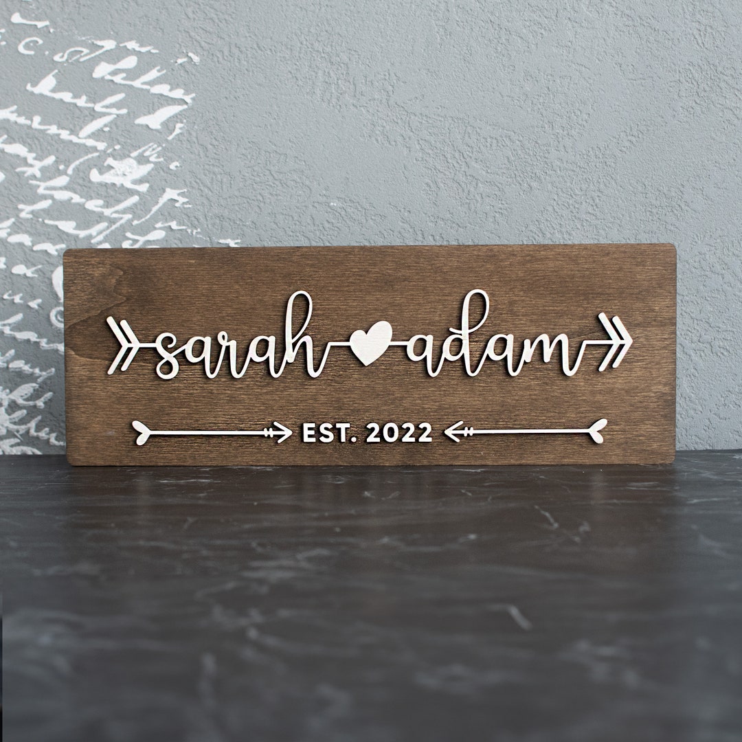 Personalized Heart Name Sign, Wedding Gift for Couple, Rustic Wedding ...