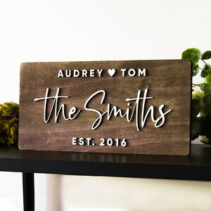 Newlywed Gift, Family Name Sign, Custom Wood Sign, Personalized Bar ...