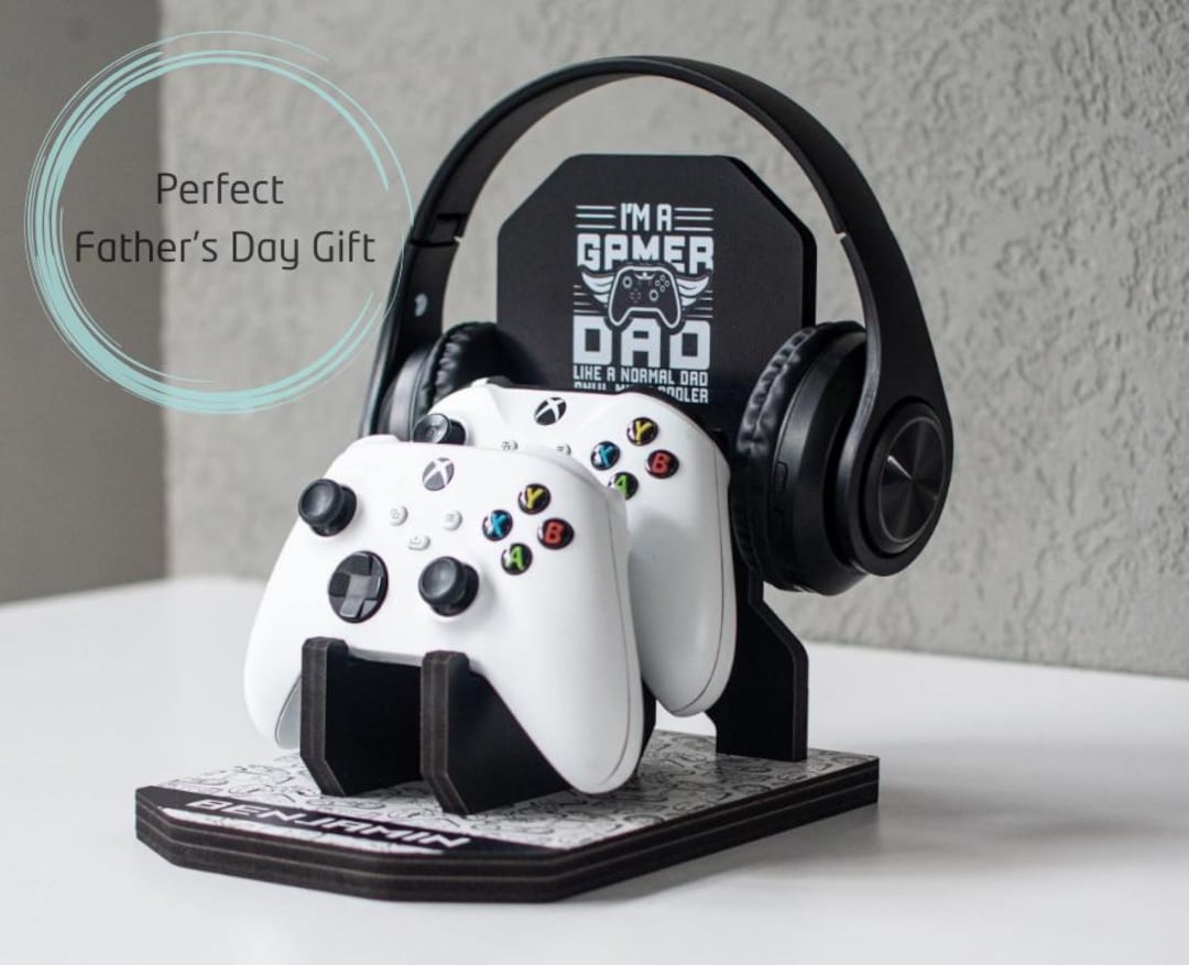 Personalized Gamer Dad Stand – Custom Game Controller and Headphone ...