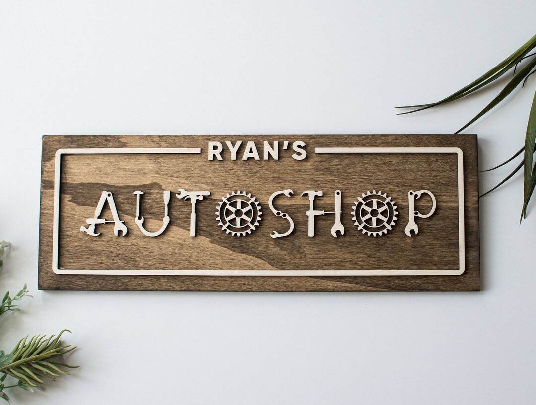 Custom Garage Sign, Wooden Workshop Sign, Gift for Grandpa, Wood Signs ...