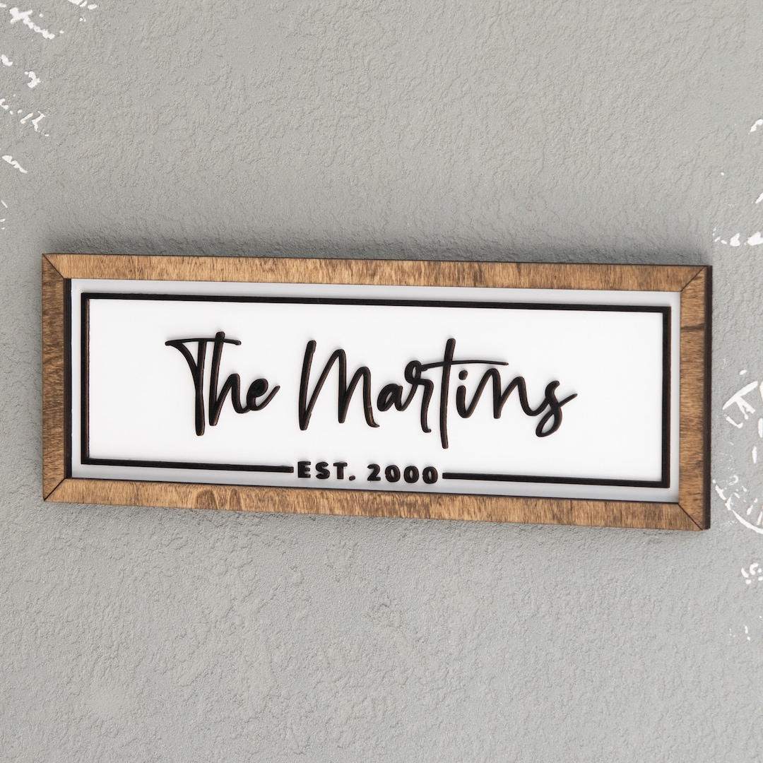 Framed Last Name Sign Personalized Wall Decor, Housewarming Gift ...