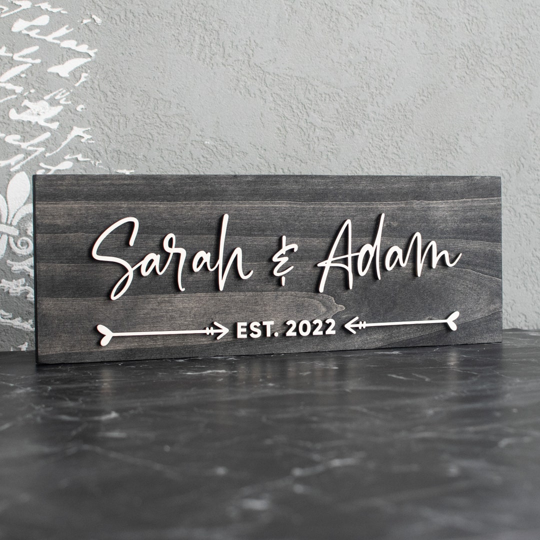 Personalized Couples Established Sign, Custom Family Name Sign, Wedding ...