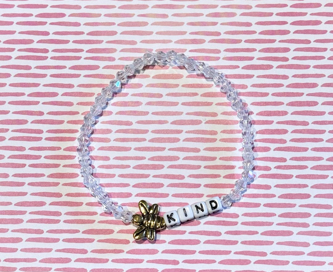 Be Kind Bead Bracelet | Bee Bracelet | Retro Bracelet | Groovy Bracelet ...