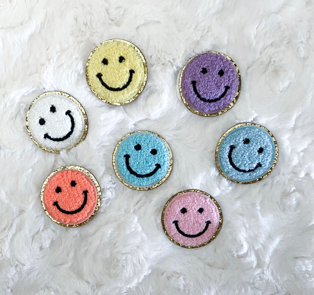 Self-adhesive Smile smiley Patches Iron on Chenille Smiley Patch Smile ...