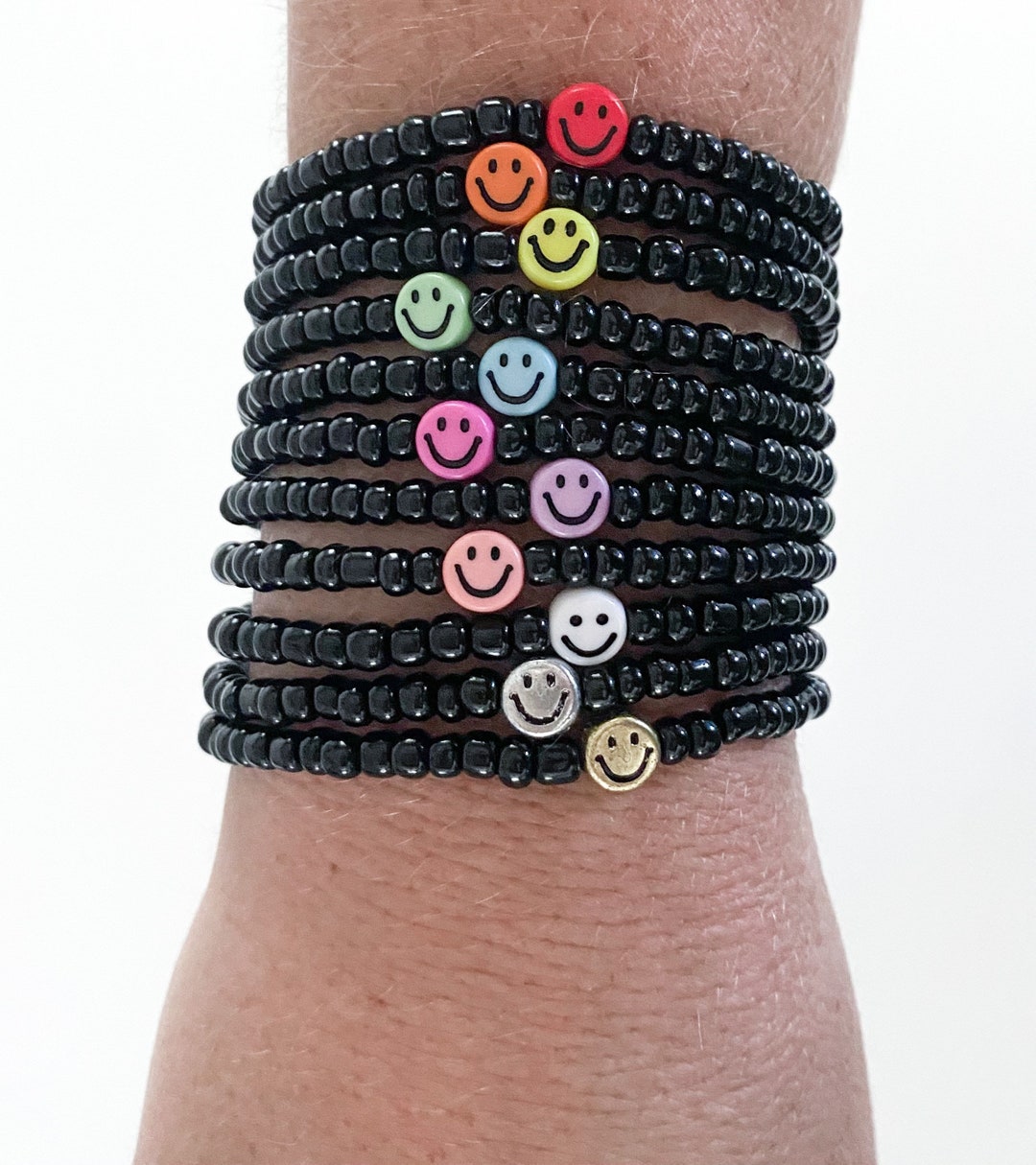 Smiley Bead Bracelet | Smile Bracelet | Retro Bracelet | Groovy ...
