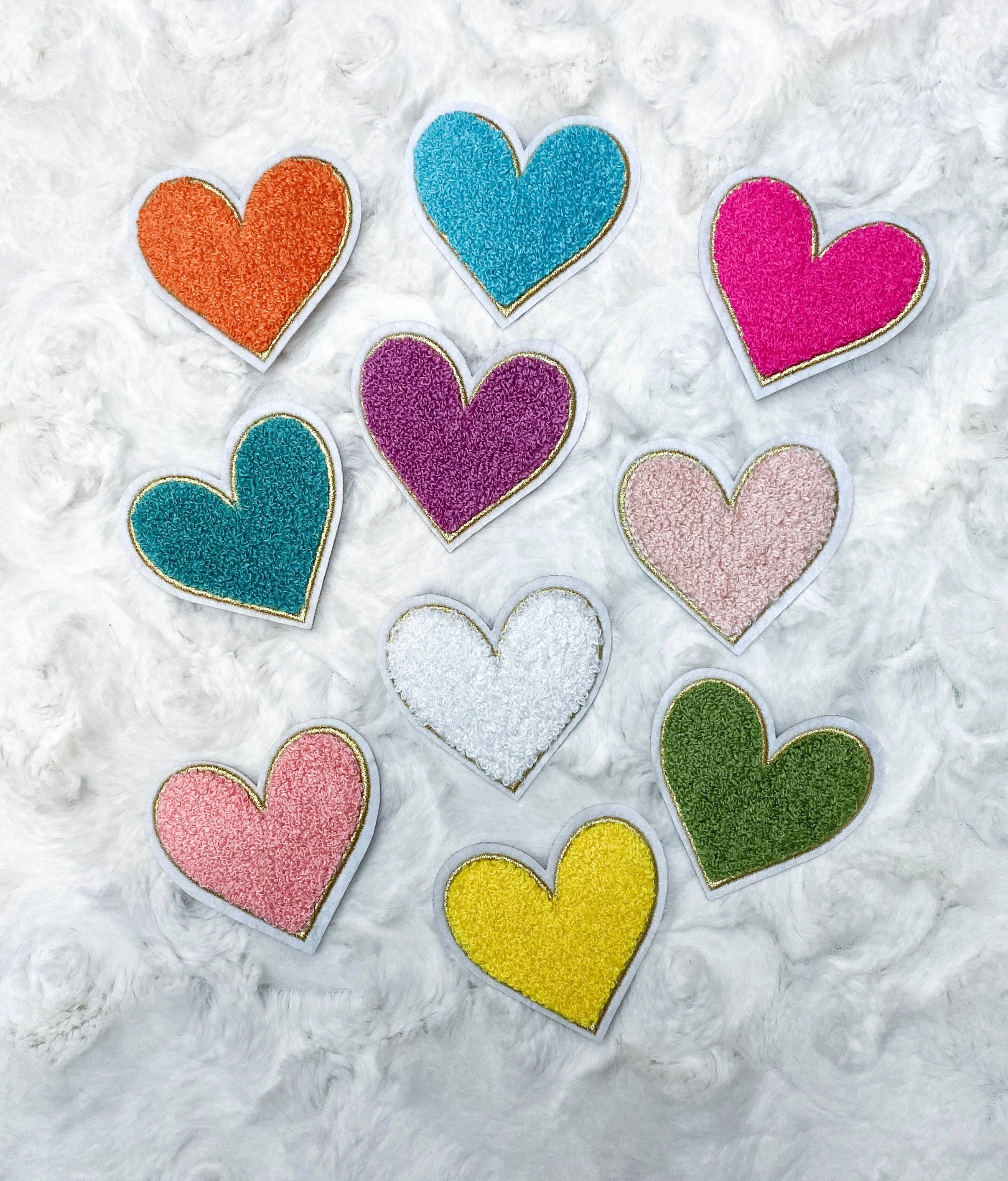 Iron on Heart Patch Chenille Heart Patch Iron on Patches - Etsy