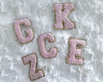 Light Pink Chenille Letter Patches, 3.12 Baby Pink Chenille Letters ...
