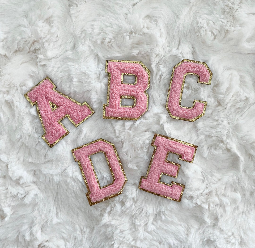 2 ADHESIVE Chenille Letter Patch PINK - Etsy