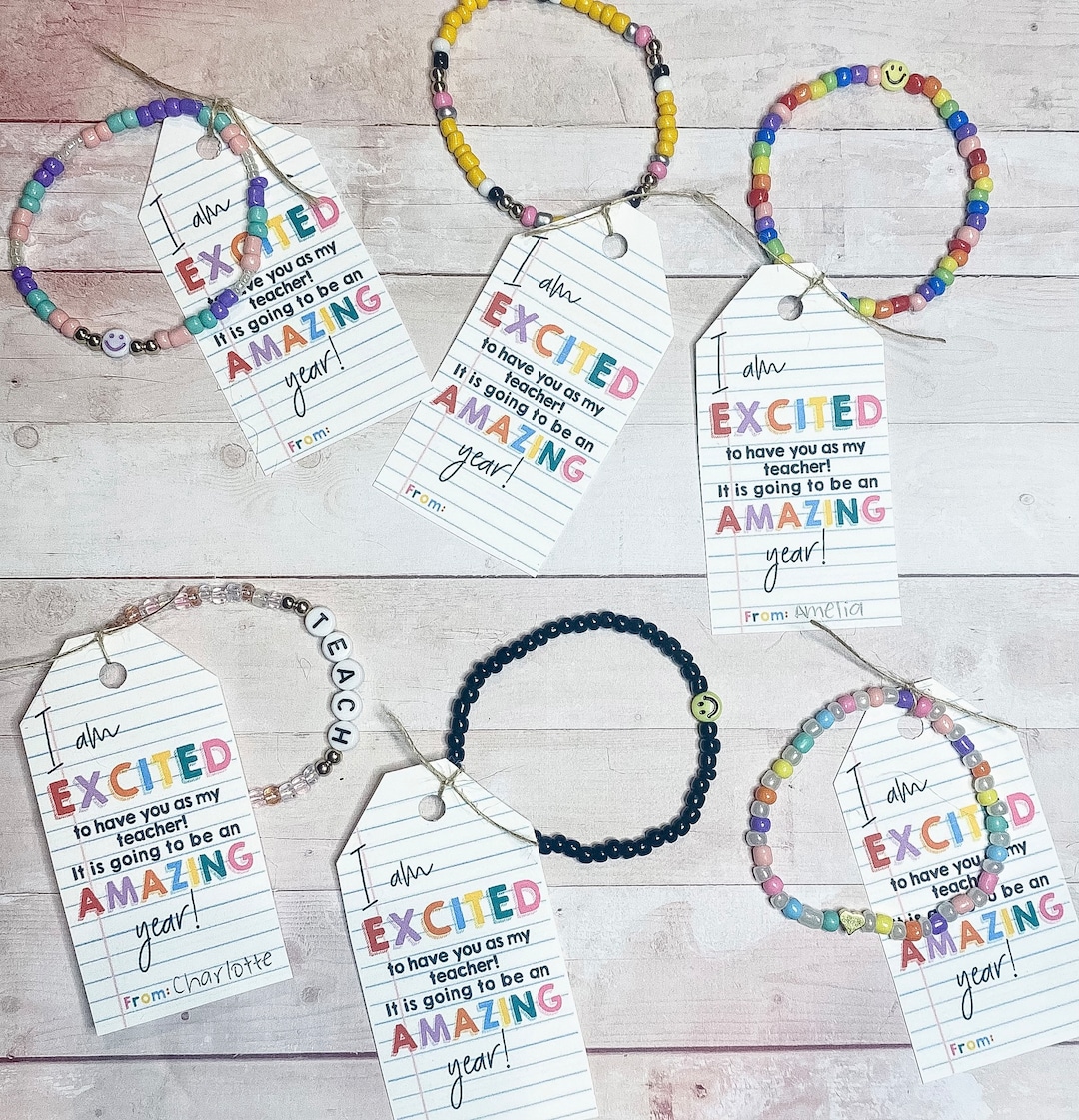 Back to School Bead Bracelet Teacher Gift Bracelet Teach Back to School ...