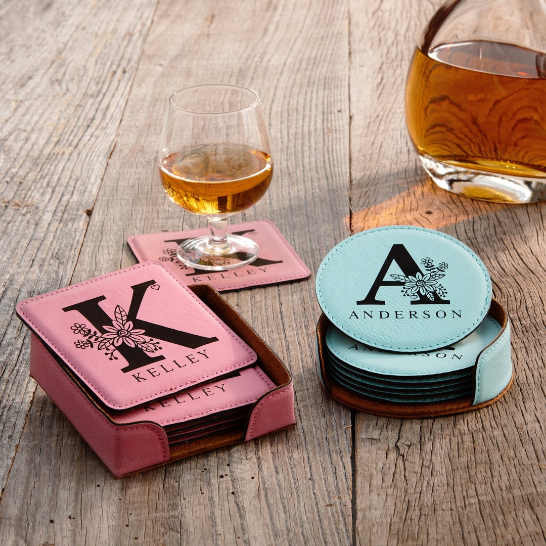 Personalized Six 6 Coasters Set, Custom Engraved Coaster Set With ...