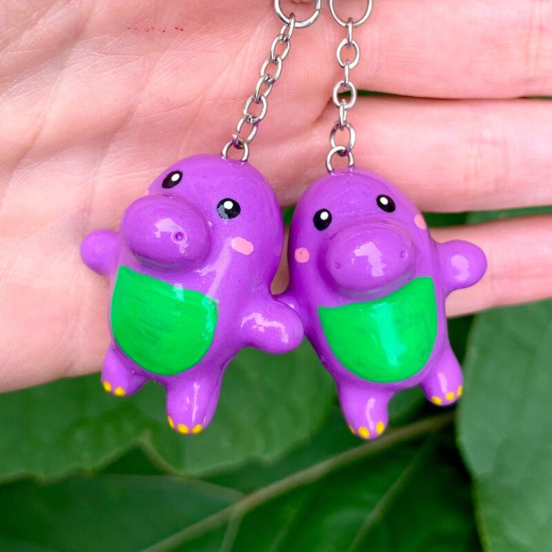 Barney the Dinosaur Keychain - Etsy