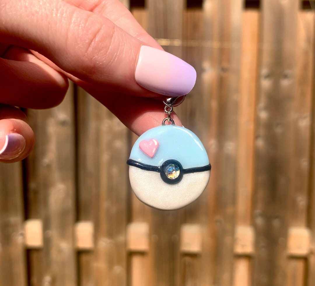 Pastel Pokéball Charm, Handmade Pokemon Polymer Clay Keychain ...