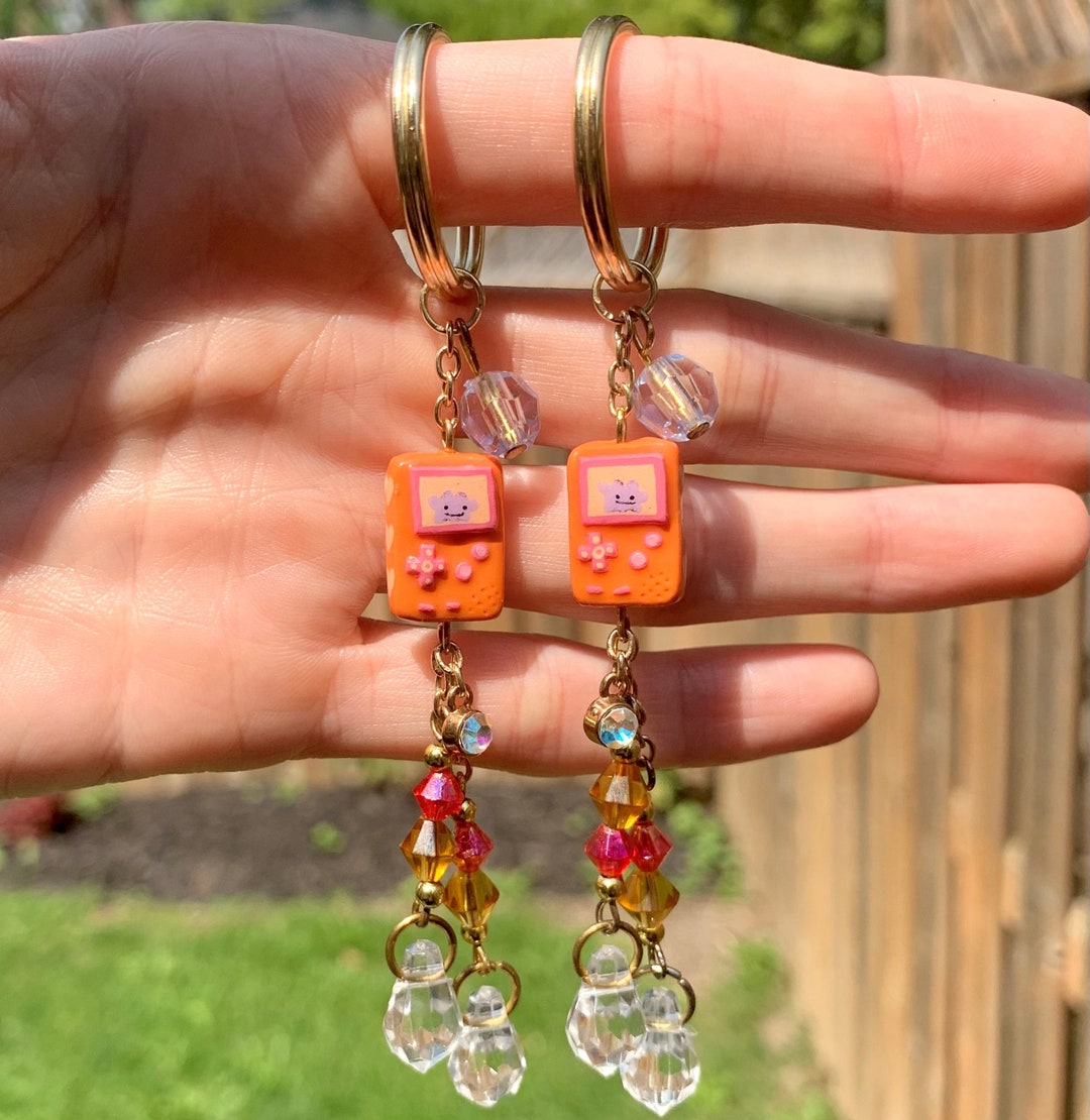 Handmade Pokemon Keychain, Ditto Gameboy Color Charm, 90s, Y2k 2000s Nostalgic Millennial ...