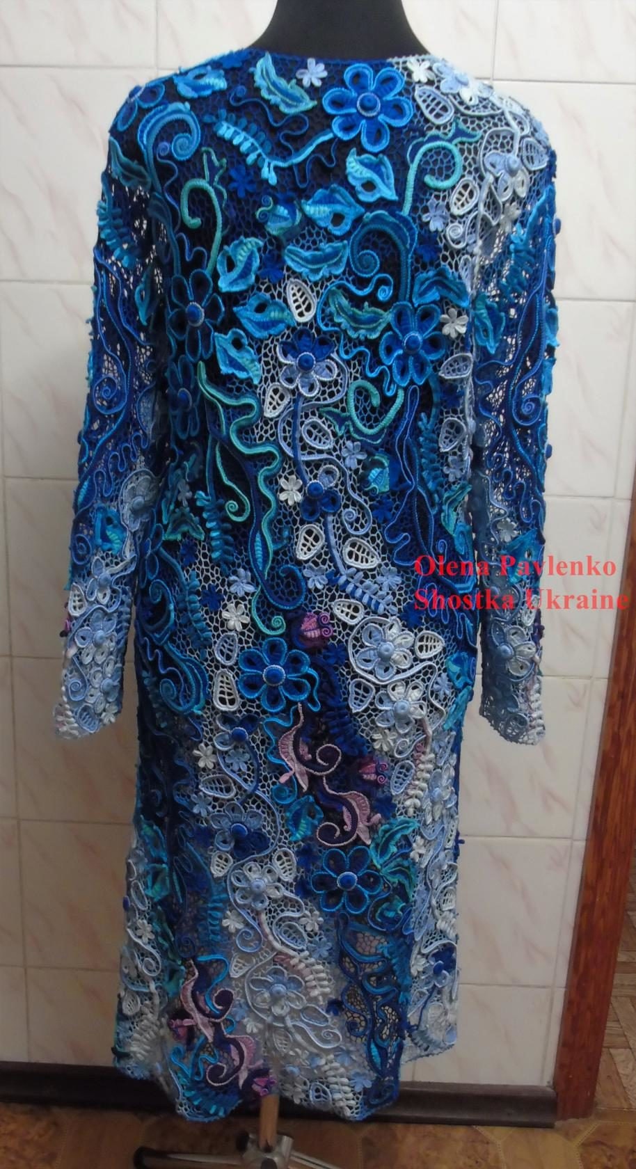 Evening Lace Blue Dress. Knitting. Irish Lace. Dress "sapphire" on an ...