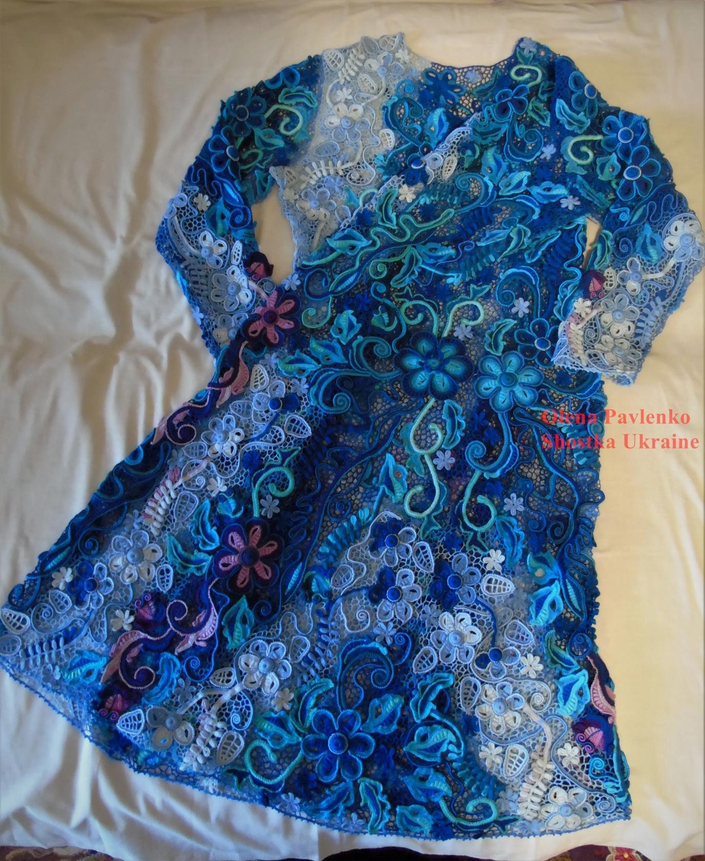 Evening Lace Blue Dress. Knitting. Irish Lace. Dress "sapphire" on an ...