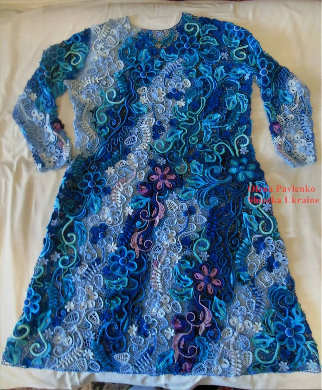 Evening Lace Blue Dress. Knitting. Irish Lace. Dress "sapphire" on an ...