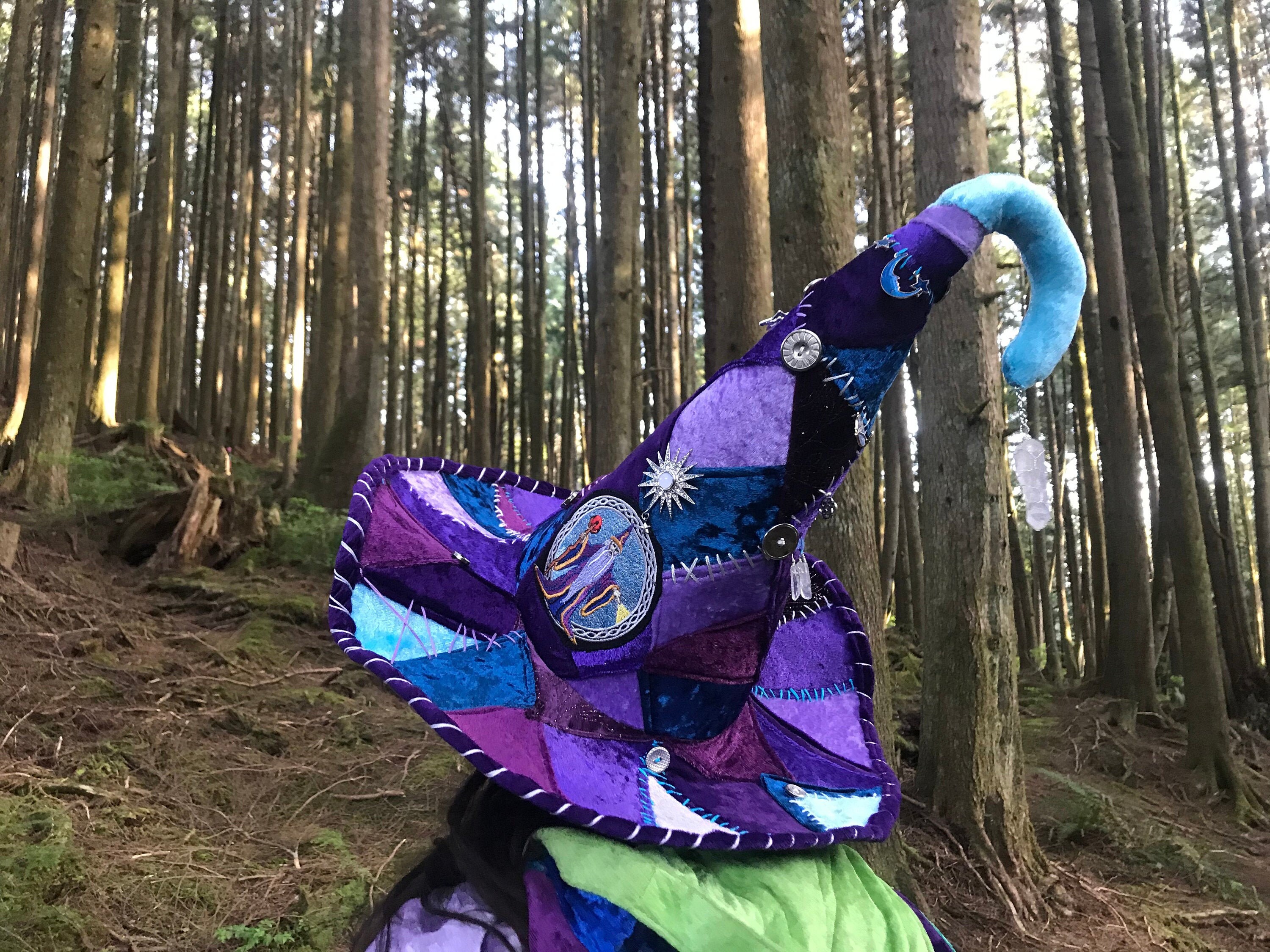 Purple Wizard Hat Moon Witch Hat Enchanted Crystal Real - Etsy