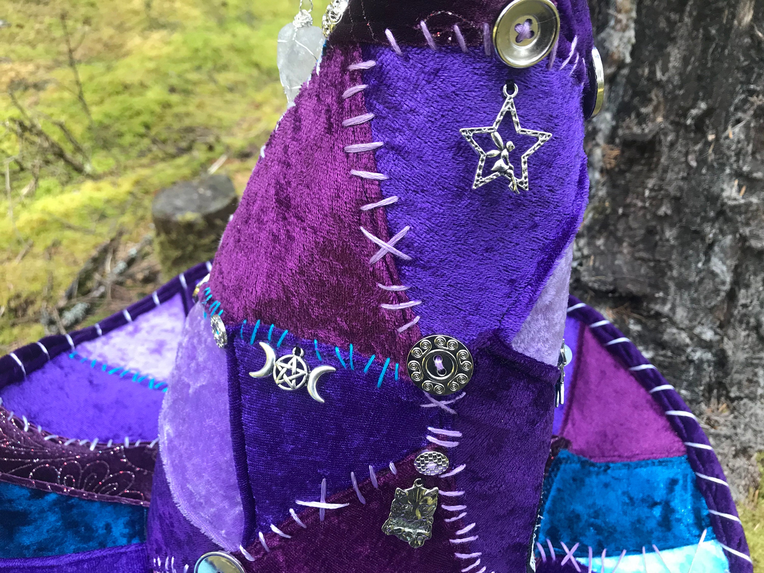 Purple Wizard Hat Moon Witch Hat Enchanted Crystal Real - Etsy
