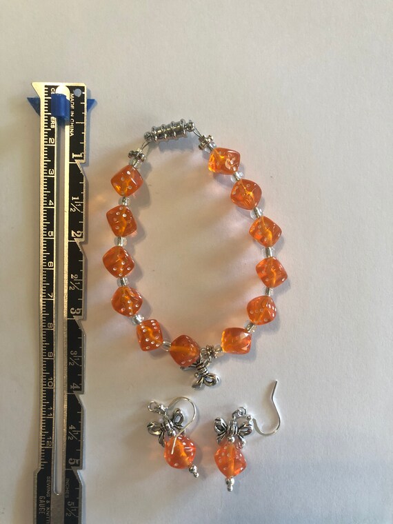 Orange Bunco Dice Bracelet and Earring Set - Etsy