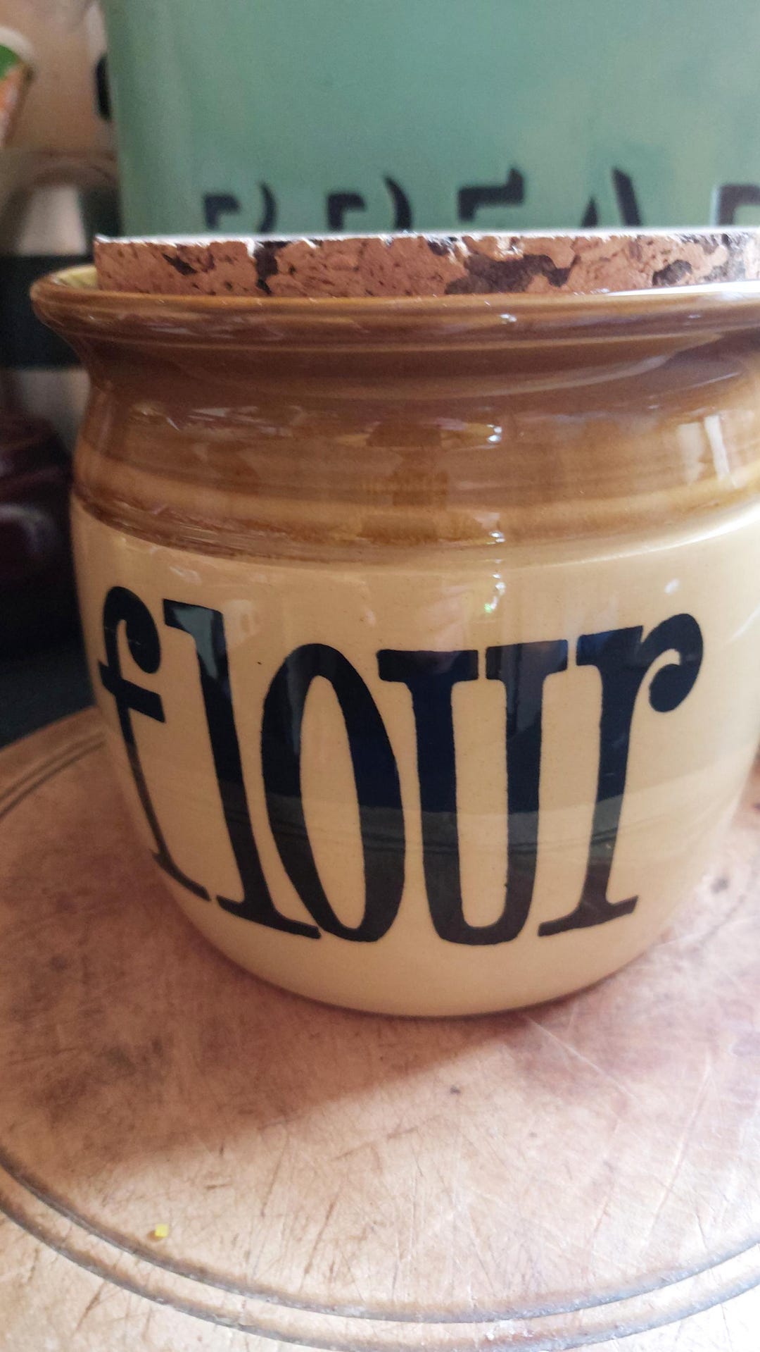 Vintage 1960s Stoneware TG Green Granville Flour Bin Storage Pot. Retro ...