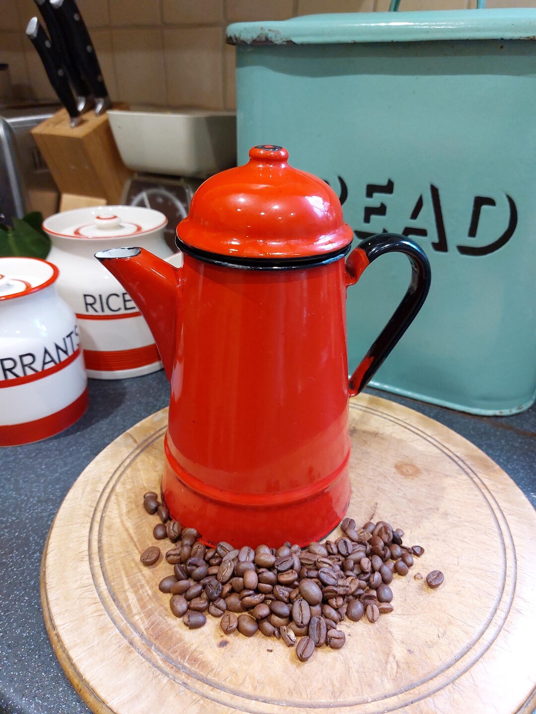 Vintage Polish Red Enamel Coffee Pot. Vintage Polish Coffee Pot ...