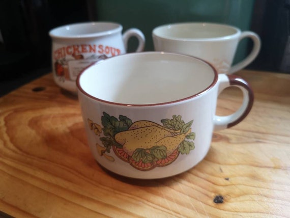 Set of 3 Vintage Ceramic Soup Mug / Bowls. Retro Kitchen | Etsy