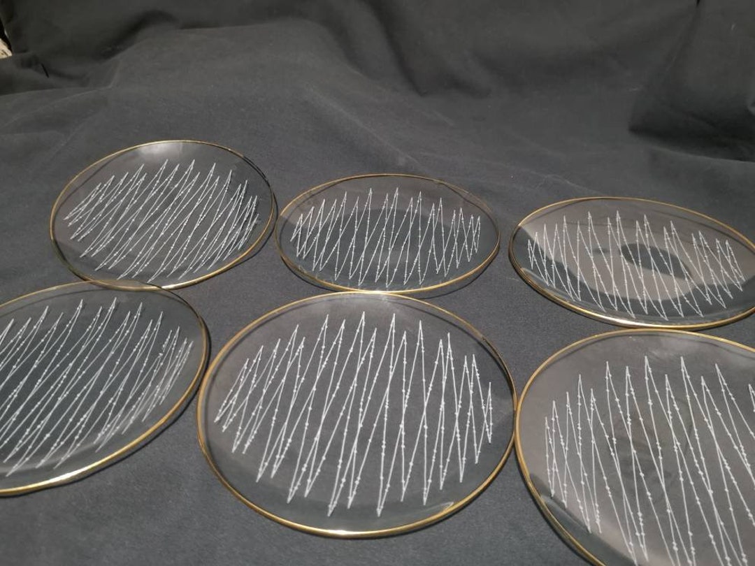 Vintage Set of 6 Chance Brothers Glass Side Plates.gold Gilt Rimmed ...