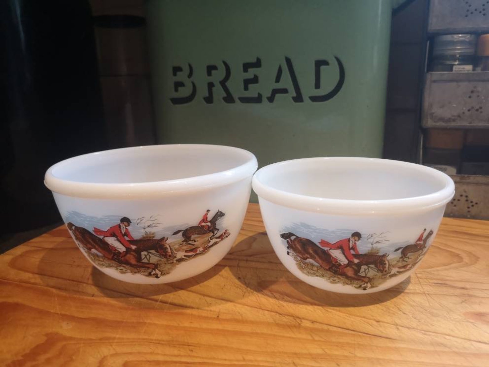 Vintage Set of 2 Jaj Pyrex Tally Ho Design Pudding Bowls, Mixing Bowls ...