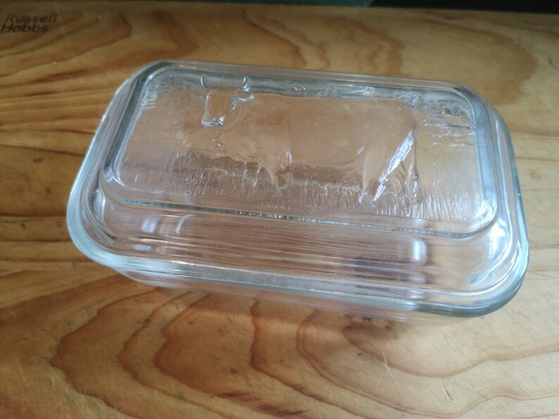 Vintage Arcroc Lidded Glass Butter Dish With Pressed Glass Cow Motif on ...