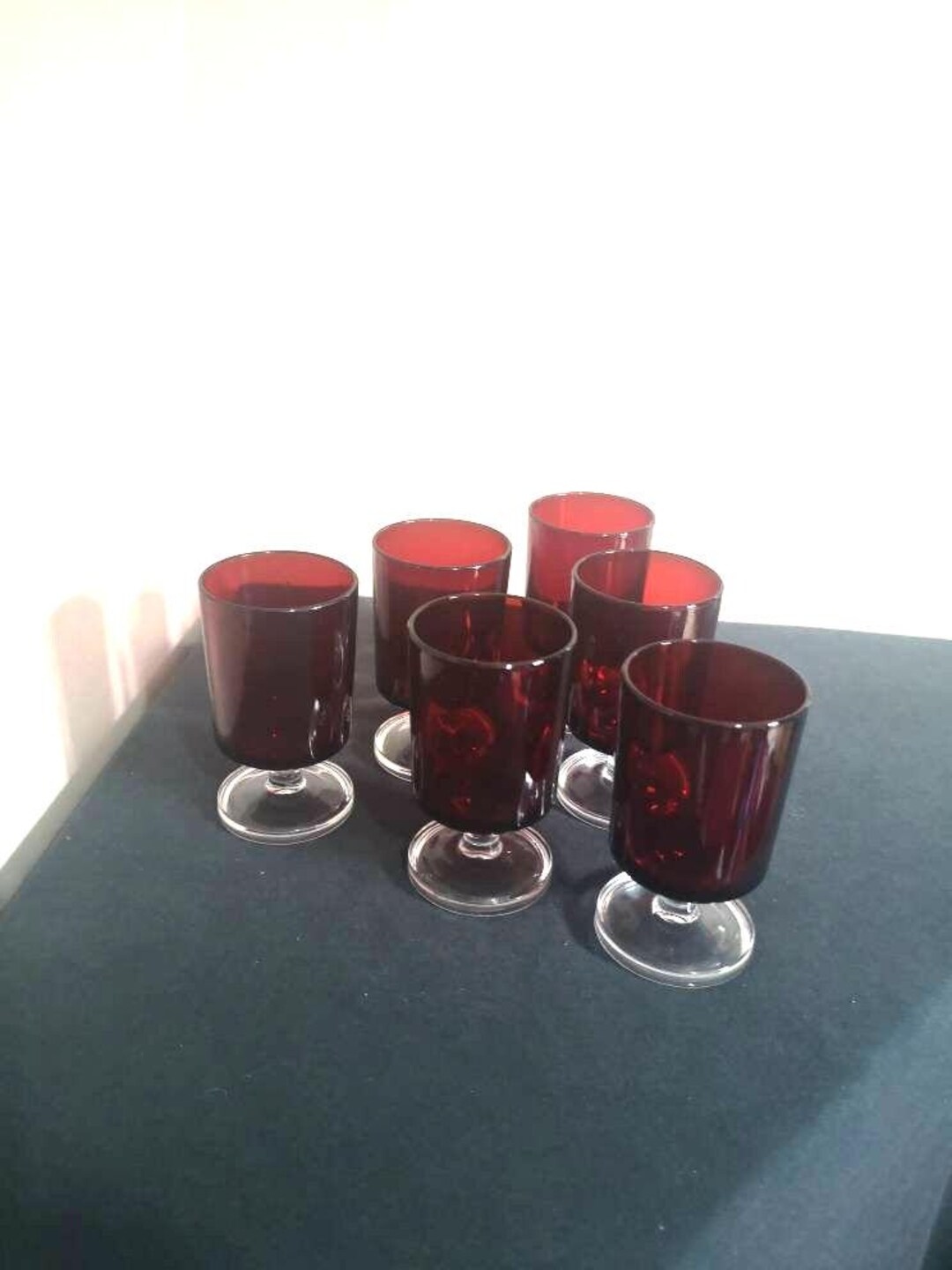 Vintage 1970s Ruby Red Luminarc Set of Six Wine Glasses. Vintage French ...
