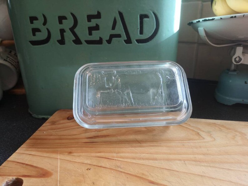 Vintage Arcroc Lidded Glass Butter Dish With Pressed Glass Cow Motif on ...